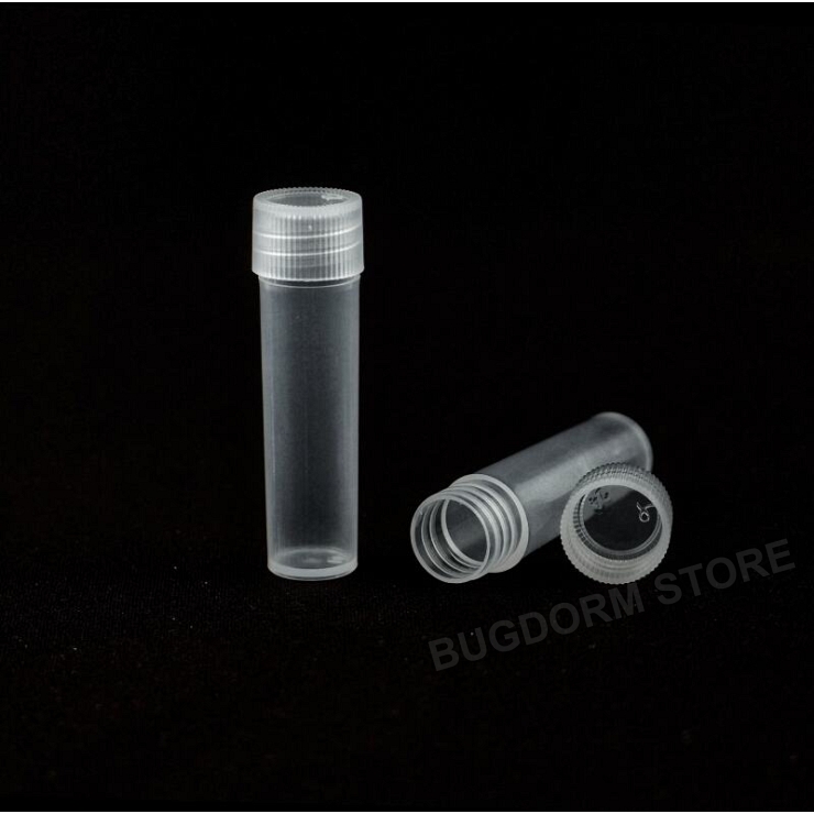 PP Plastic Vials (Ø12 x H55 mm, 4 ml, lot of 100) | BugDorm Store